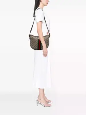 Gucci Ophidia Gg Supreme Web Half Moon Crossbody Bag