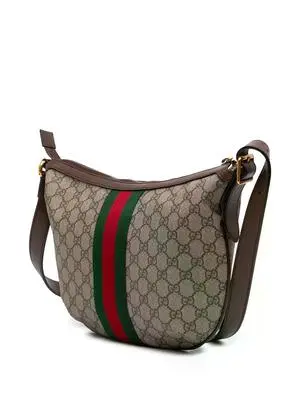 Gucci Ophidia Gg Supreme Web Half Moon Crossbody Bag