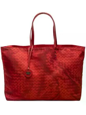 Bottega Veneta 2012-2026 Nylon Intrecciolusion Tote Bag - Red