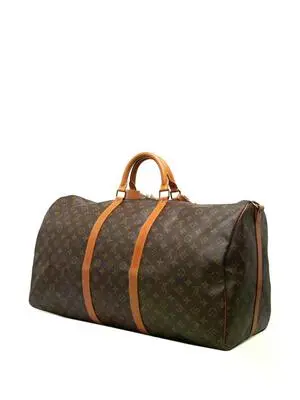 LOUIS VUITTON Monogram Keepall Bandouliere 60 Travel Bag - Brown