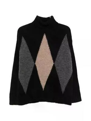 JUCCA Argyle-intarsia Roll-neck Sweater - Black