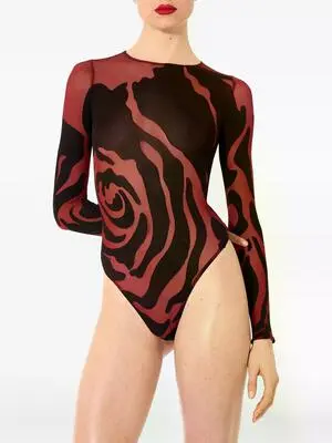 Wolford Rose Shadow Long-sleeved Bodysuit - Red
