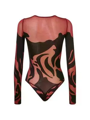 Wolford Rose Shadow Long-sleeve Bodysuit - Red