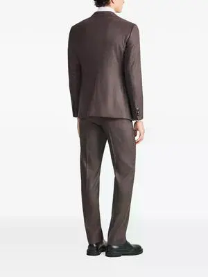Giorgio Armani Slim-fit Suit Soho In Virgin Wool Flannel With Peak Lapels - Brown