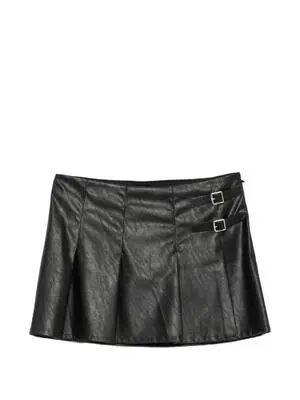 Pinko Buckle-detail Pleated Mini Skirt - Black