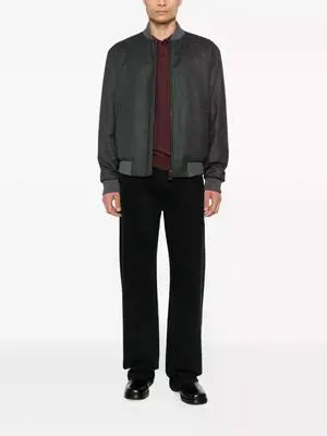 Canali Ribbed Knit Polo Sweater - Red