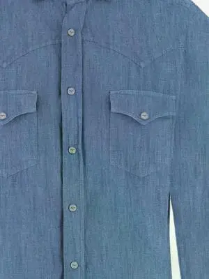 FINAMORE 1925 Western-style Denim Shirt - Blue