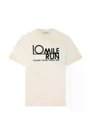 GOLDEN GOOSE T-shirt In Cotton With Logo And Print - Neutrals