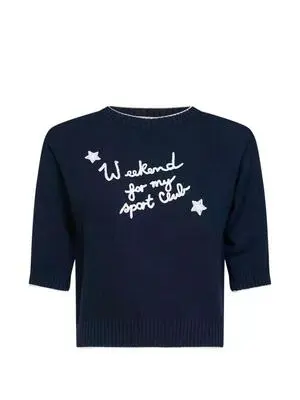 Max Mara Slogan-embroidered Short-sleeve Sweater