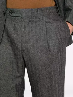 Canali Herringbone-pattern Wool Suit