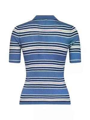 Max Mara Striped Ribbed-knit Polo Shirt
