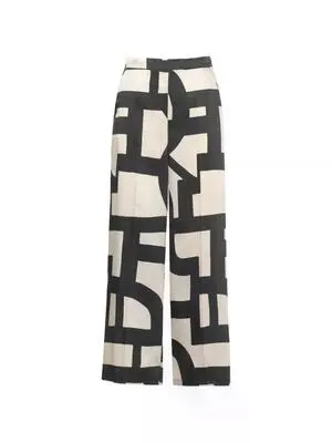 EMME Geometric Print Wide-leg Trousers - Neutrals