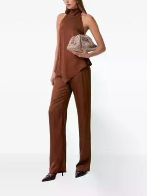 GAELLE PARIS Satin Finish Wide-leg Trousers