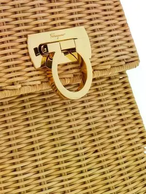 FERRAGAMO Woven Top Handle Bag - Neutrals
