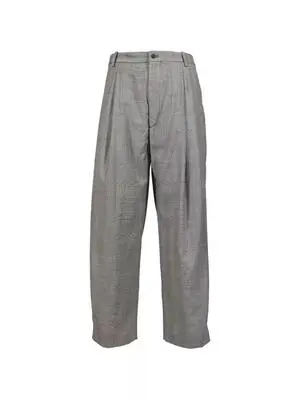 HED MAYNER Checked Pleated Trousers - Grey