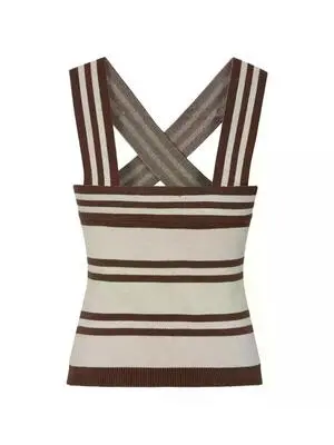 GAELLE PARIS Striped Cross-strap Knitted Top