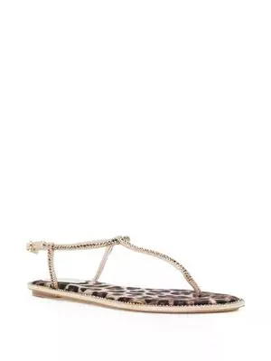 Rene Caovilla Diana Leopard-print Embellished Sandals - Neutrals