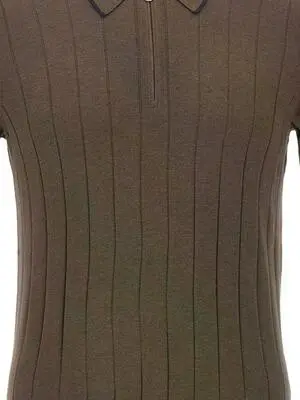 GRAN SASSO Ribbed-knit Zip-collar Polo Shirt