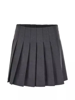 SELF-PORTRAIT Pleated Lace-trim Mini Skirt - Grey