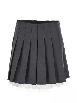 SELF-PORTRAIT Pleated Lace-trim Mini Skirt
