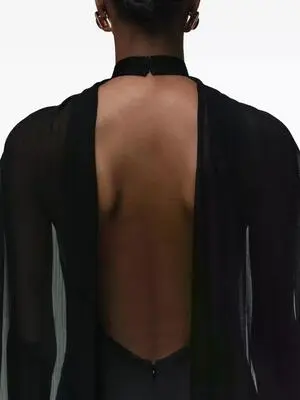 CAYET Farah Cape-detail Open-back Mini Dress