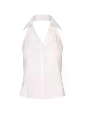 Alice + Olivia Freya Halterneck Button-down Top