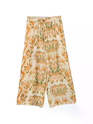 PIERRE-LOUIS MASCIA Ikat-print Drawstring-fastening Palazzo Pants - Neutrals
