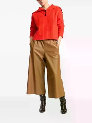 YVES SALOMON Buttoned Sailor-collar Sweater - Orange