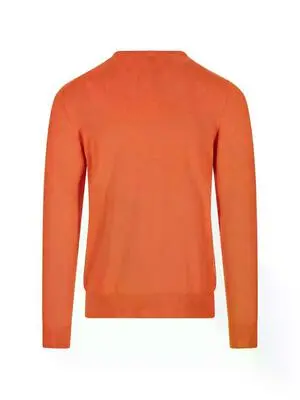 Fedeli Ribbed Hem Crew Neck Sweater - Orange
