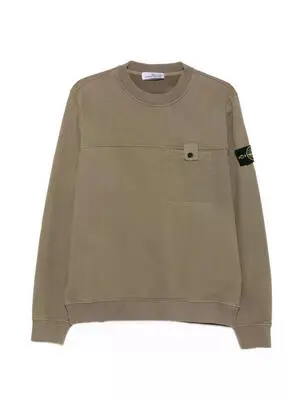 Stone Island Logo-patch Chest-pocket Sweatshirt - Green
