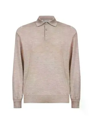 Brunello Cucinelli Long-sleeve Cotton Polo Shirt - Neutrals