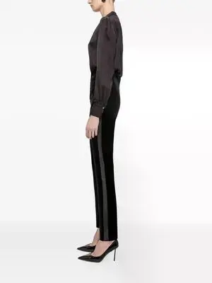 NISSA Satin Viscose V-neck Top With Gold-tone Hardware