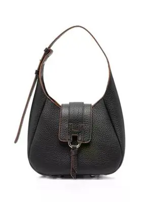 Hogan Mini Logo-plaque Pebbled Shoulder Bag - Black