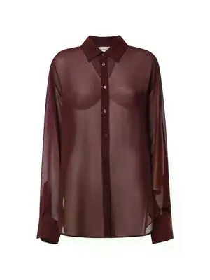 THE FRANKIE SHOP Peri Georgette Sheer Button-up Shirt - Red
