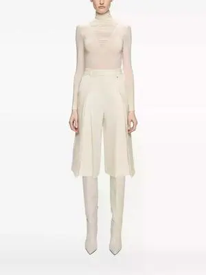 NISSA Lyocell Wool-blend Turtleneck Top - Neutrals