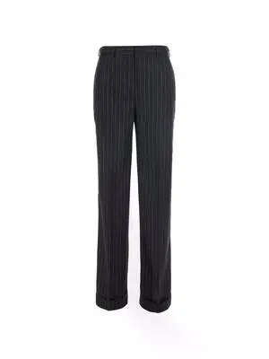 SEMICOUTURE Lola Pinstripe-pattern Turn-up-cuff Trousers - Grey