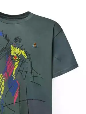 VIVIENNE WESTWOOD Graphic-print Orb-embroidered T-shirt - Green