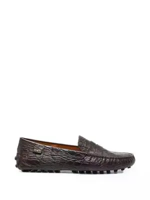 TOD'S Gommino 22l Croc-effect Leather Loafers