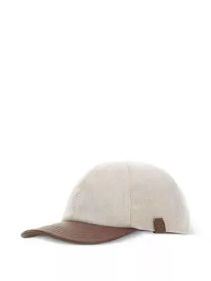 Eleventy Leather-brim Wool Baseball Cap