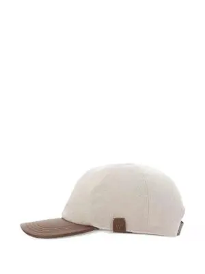 Eleventy Leather-brim Wool Baseball Cap