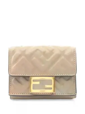 Fendi 2020s Ff Logo Trifold Wallet - Neutrals