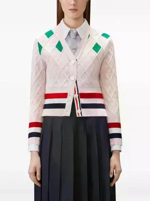 Thom Browne Argyle Pointelle Cardigan