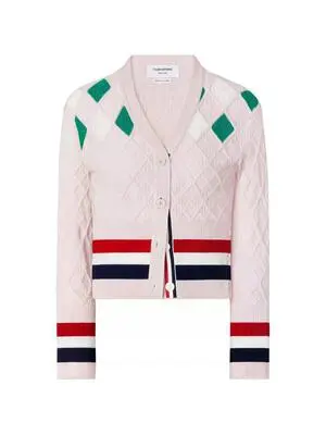 Thom Browne Argyle Pointelle Cardigan - Pink