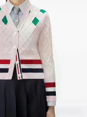 Thom Browne Argyle Pointelle Cardigan