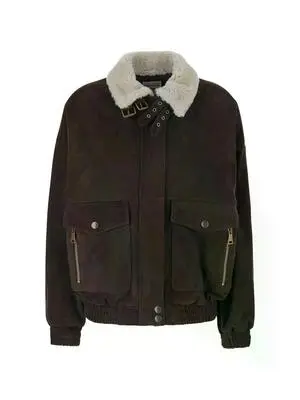 SEMICOUTURE Gloria Shearling-collar Buckled-strap Jacket