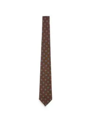 Kiton Floral-pattern Silk Tie - Brown