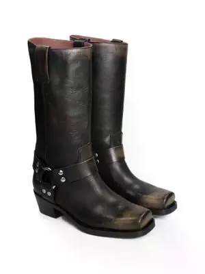 Paris Texas Faded-effect Harness Boots - Brown