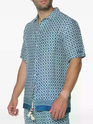 MC2 SAINT BARTH Sifnos Placed Geometric-print Linen Shirt