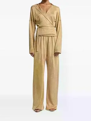 Alberta Ferretti Wrap-style Metallic-effect Shirt