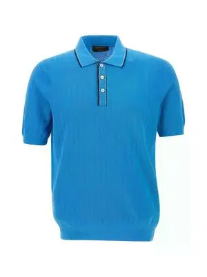 GRAN SASSO Ribbed-knit Polo Shirt